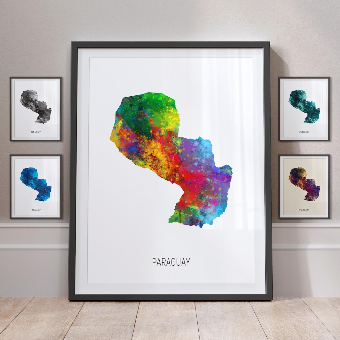 Paraguay Map, Watercolour Painting Art Print Poster MX (10911) - Etsy