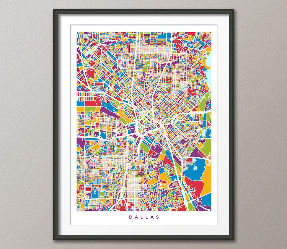 Dallas Map Dallas Texas City Map Art Print 3008 - Etsy