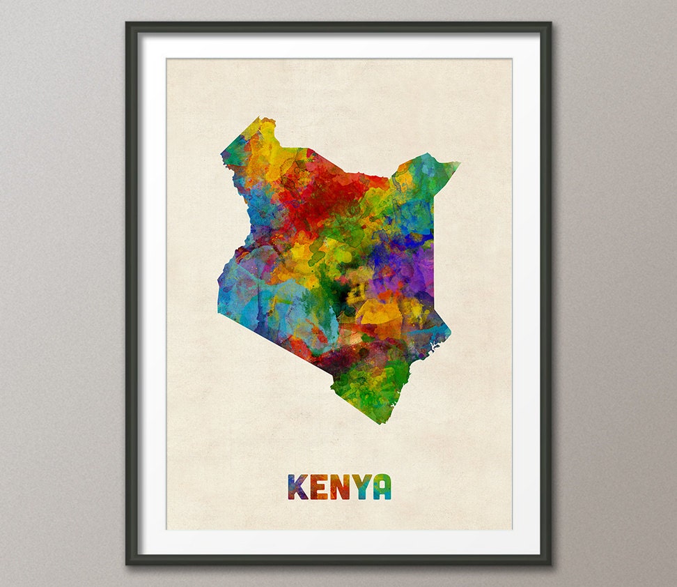 Kenya Watercolor Map Art Print 2729 | Etsy