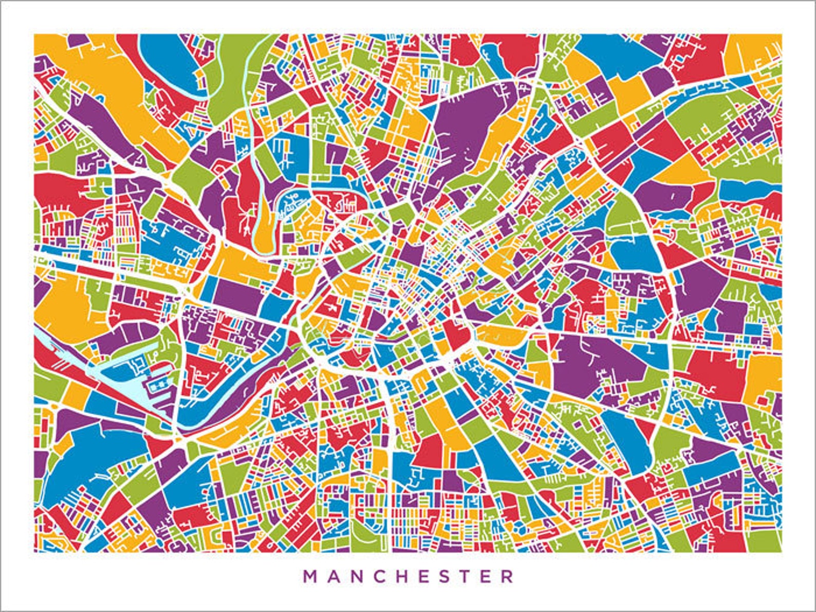Manchester Map, Manchester England City Street Map, Art Print (1372) - Etsy