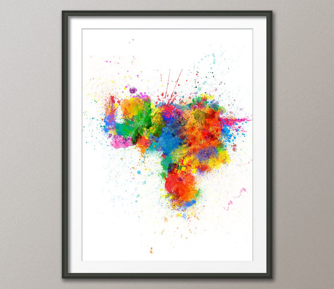 Venezuela Paint Splashes Map Art Print Poster (27361) - Etsy
