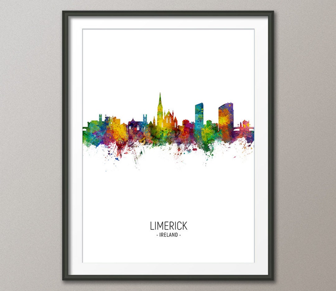Limerick Skyline, Limerick Ireland Cityscape Art Print Poster Portrait ...