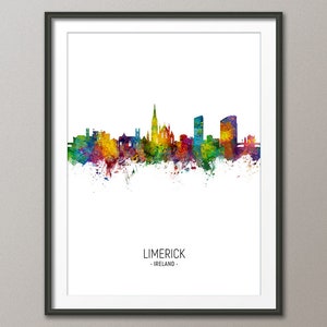 Limerick Skyline, Limerick Ireland Cityscape Art Print Poster Portrait ...