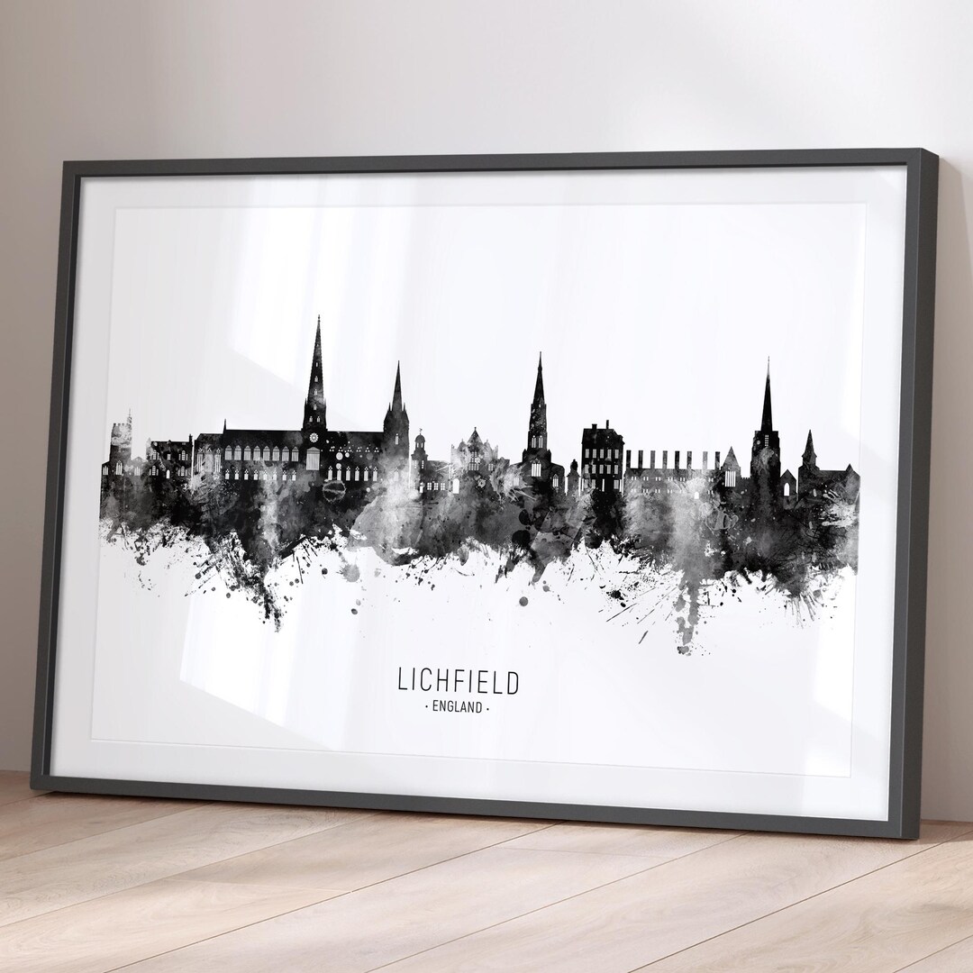 Lichfield Skyline England, Cityscape Painting Art Print Poster BX ...