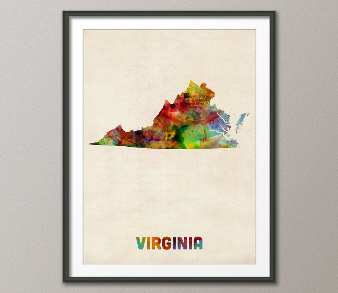 Virginia Watercolor Map USA, Art Print 361 - Etsy