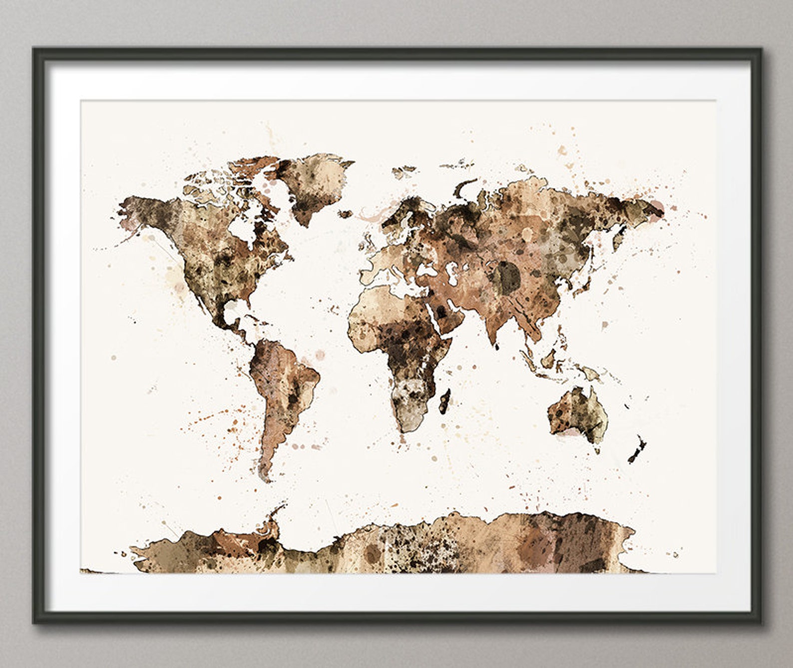 Watercolor Map of the World Map Art Print 1152 - Etsy UK