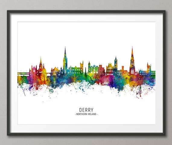 Derry Skyline Northern Ireland Cityscape Painting Art Print | Etsy UK
