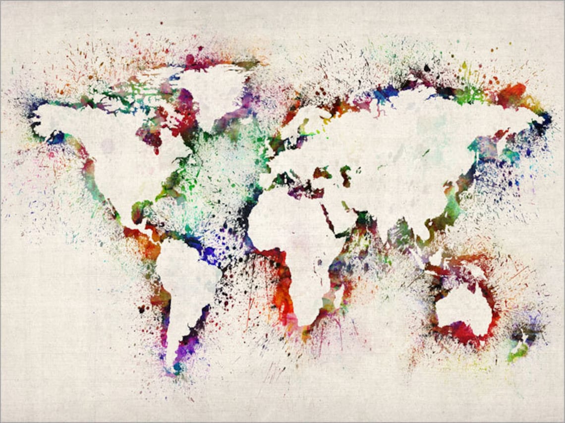 Map of the World Map Abstract Painting Art Print 778 - Etsy