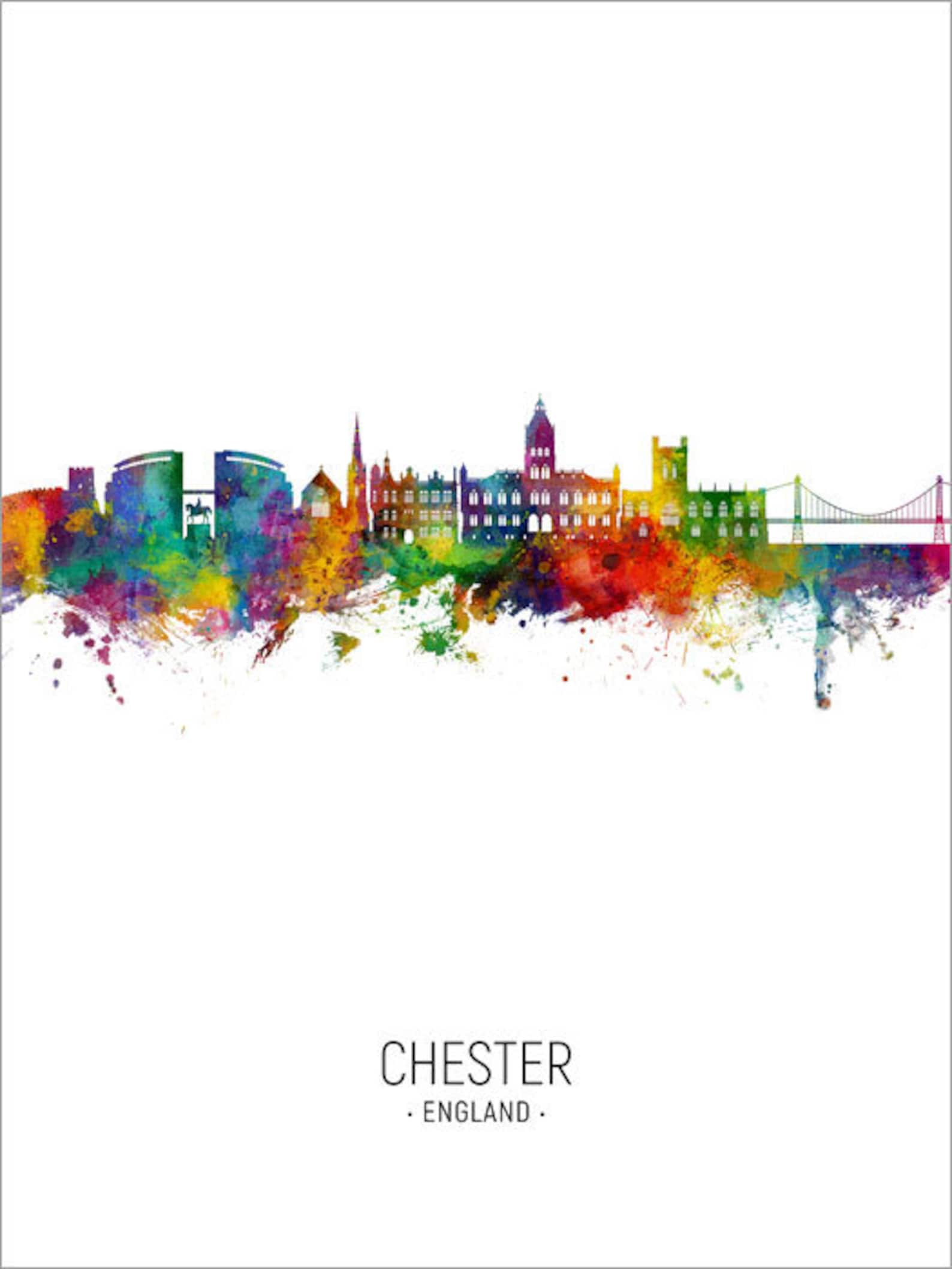 Chester Skyline Chester England Cityscape Art Print Poster - Etsy