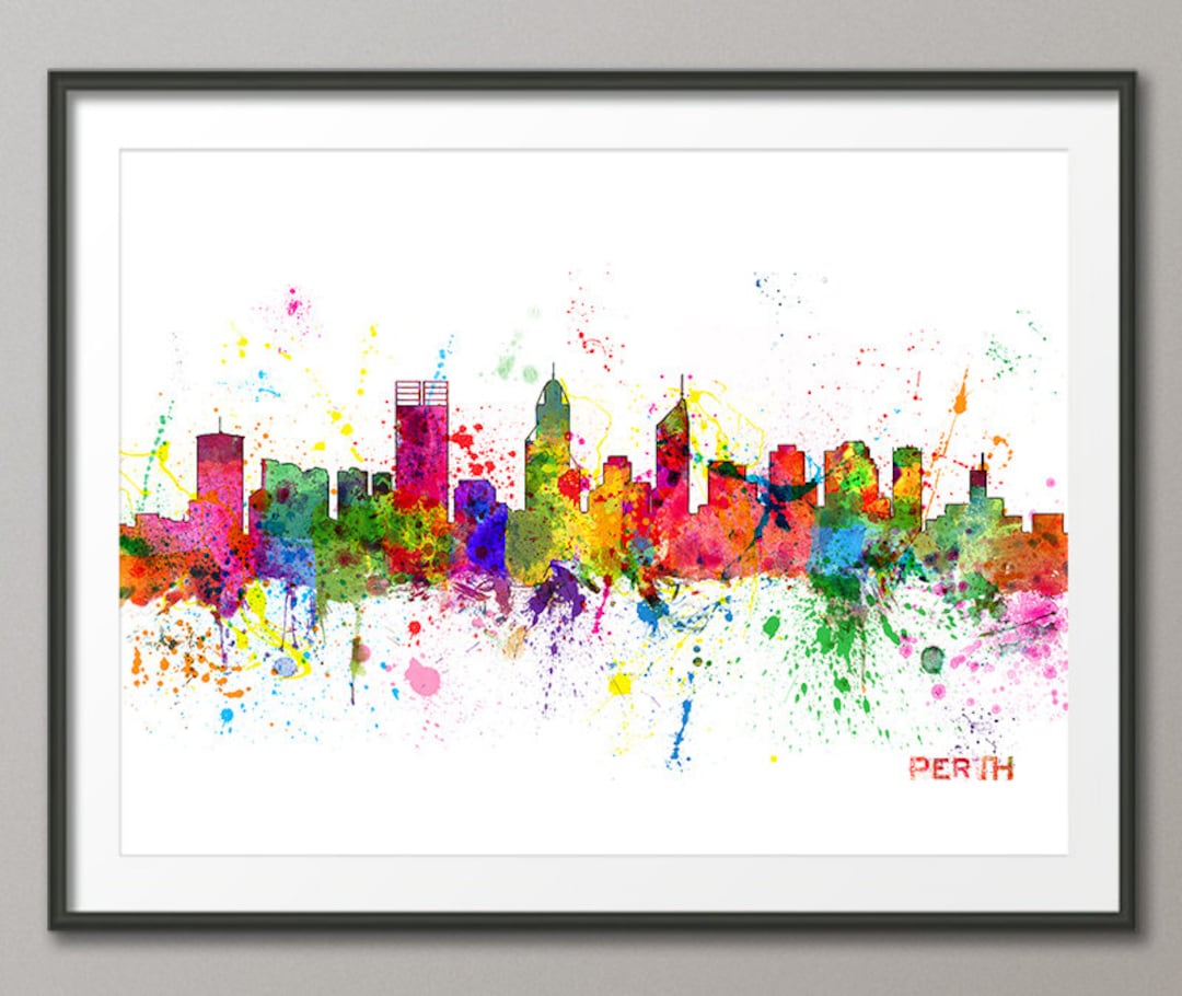 Perth Skyline, Perth Australia Cityscape Art Print (1051) - Etsy