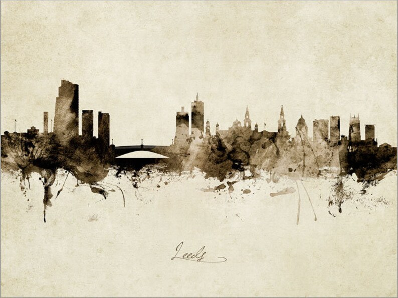 Leeds Skyline England Cityscape Art Print Poster Vintage | Etsy