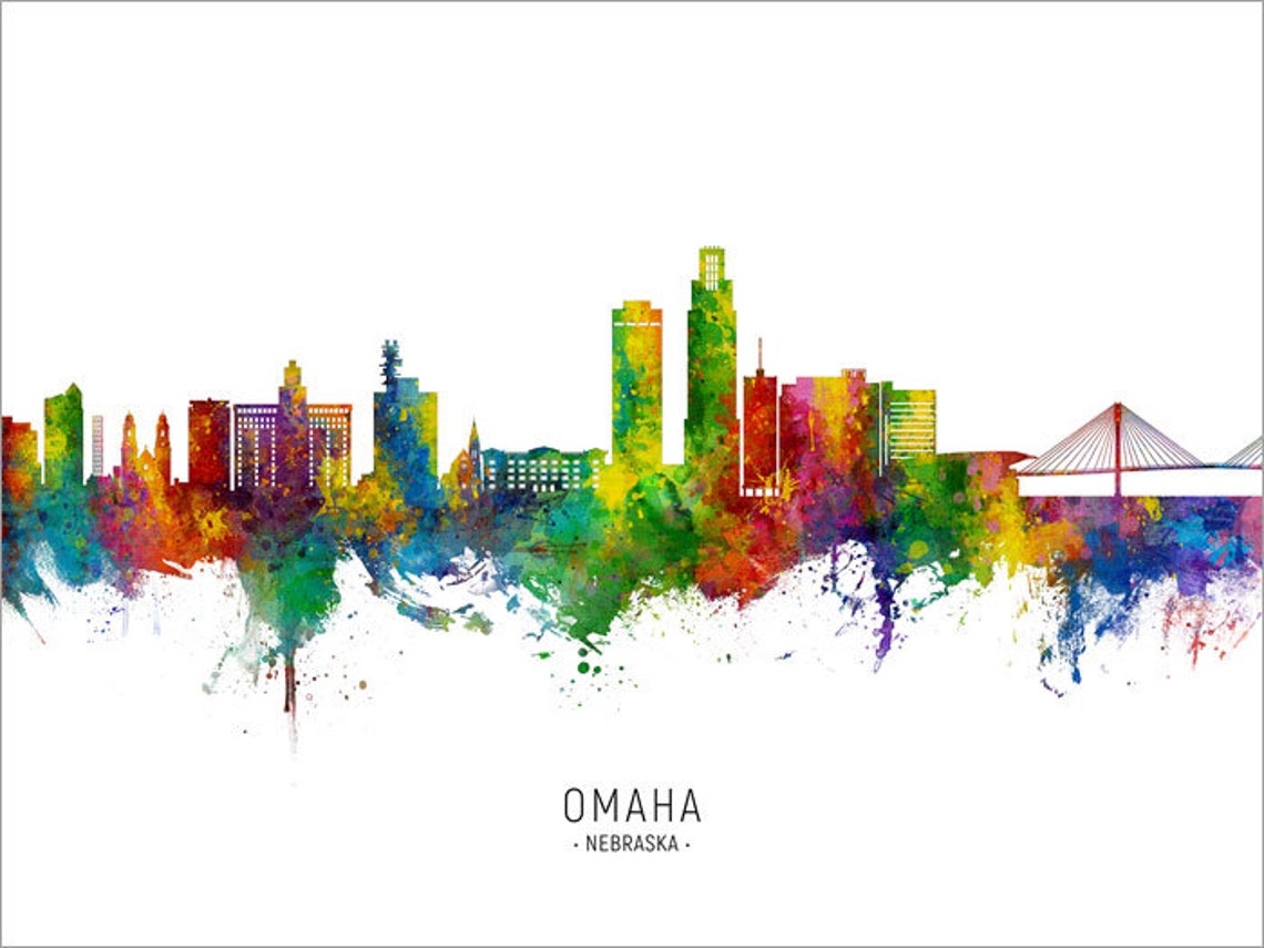 Omaha Skyline Nebraska Cityscape Painting Art Print Poster CX | Etsy