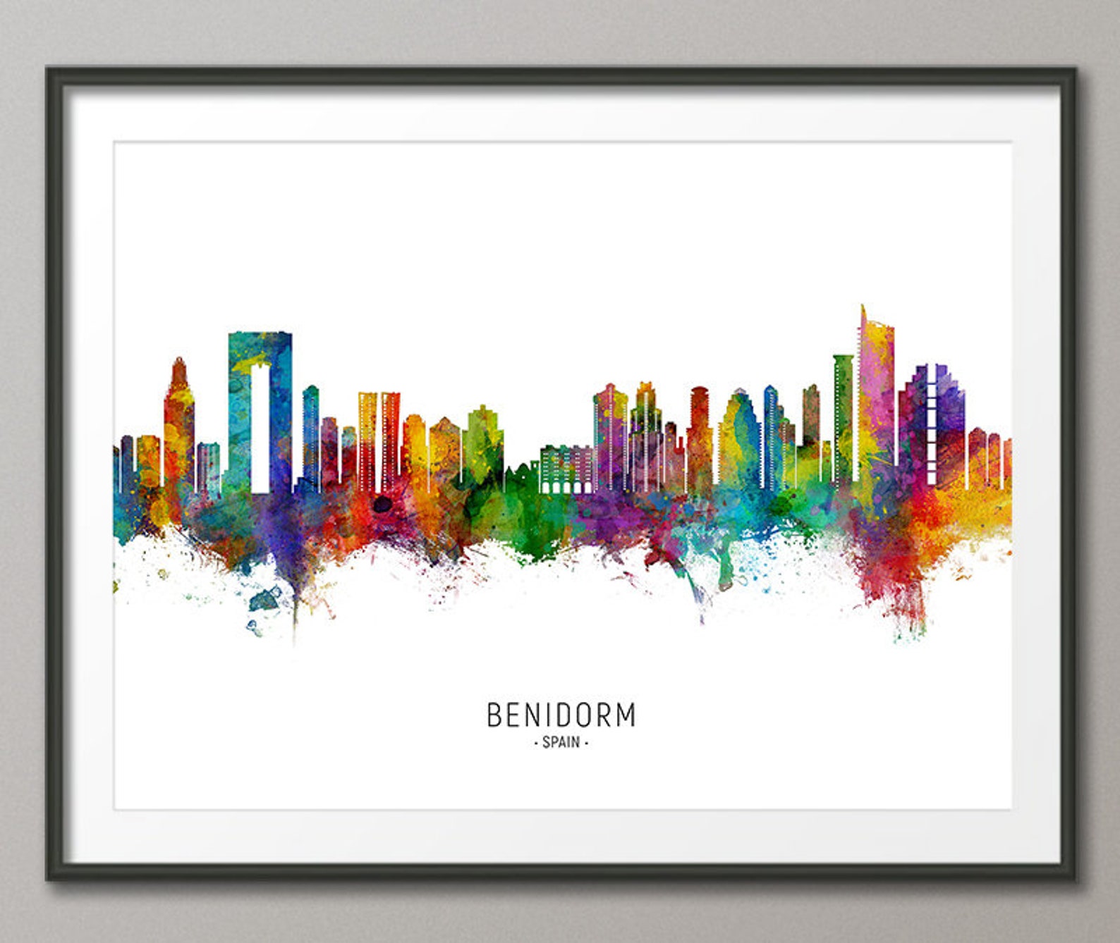 Benidorm Skyline Spain Cityscape Painting Art Print Poster CX - Etsy