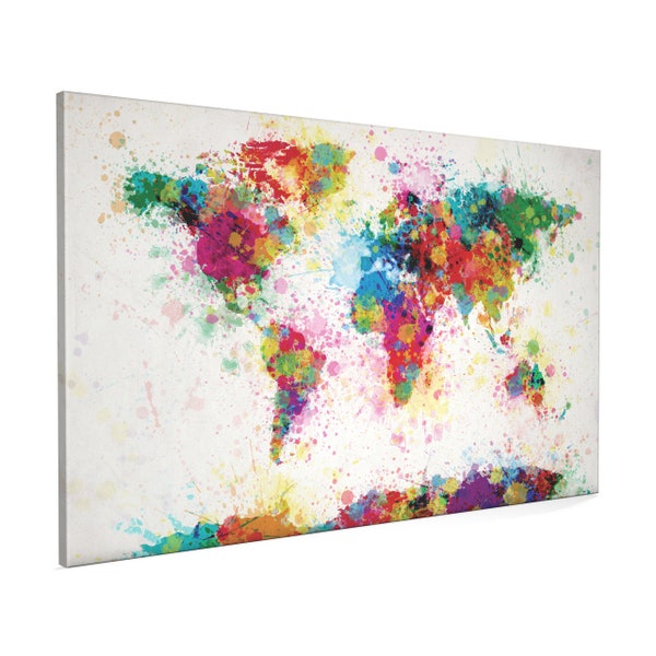 Colorful World Map on Canvas - Etsy UK