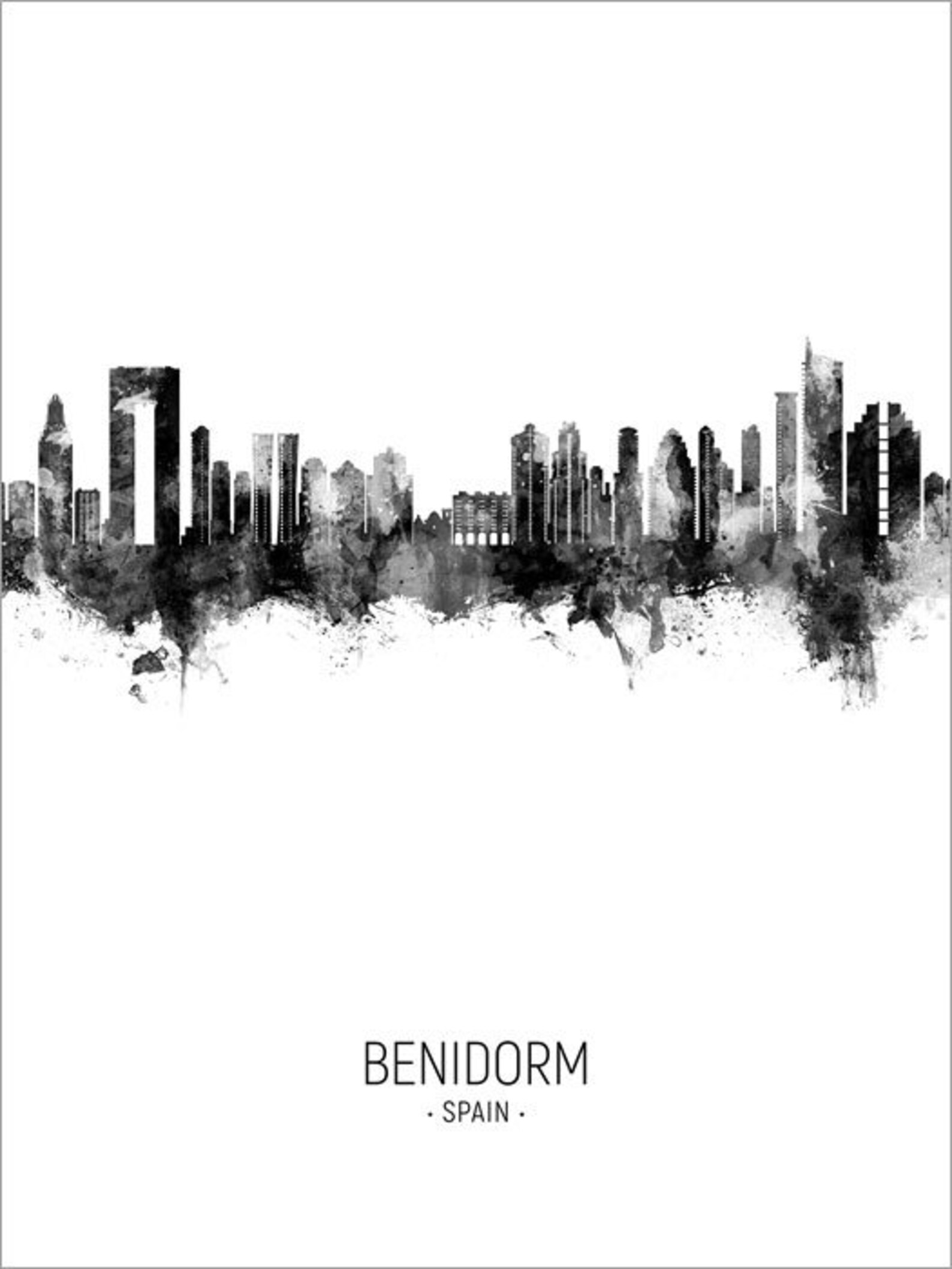 Benidorm Skyline Benidorm Spain Cityscape Art Print Poster - Etsy