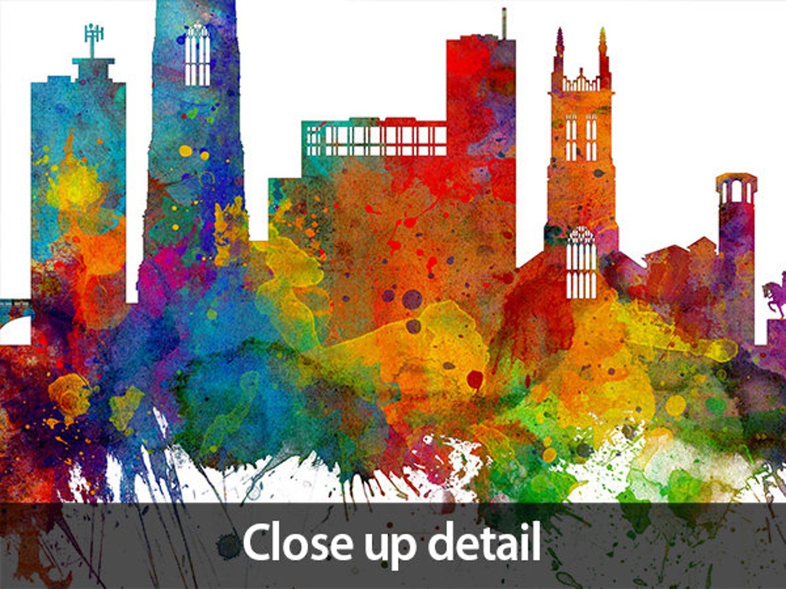 Derby Skyline England Cityscape Painting Art Print Poster CX - Etsy