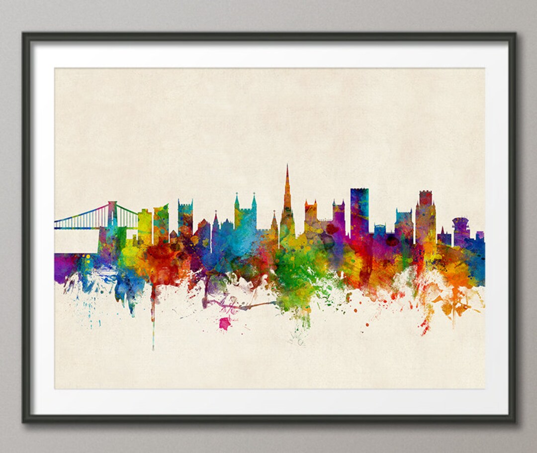 Bristol Skyline, Bristol England Cityscape Art Print (2633) - Etsy