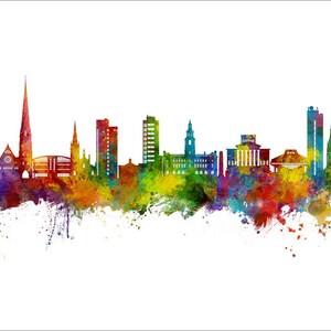 Preston Skyline England, Cityscape Painting Art Print Poster CX 23092 ...