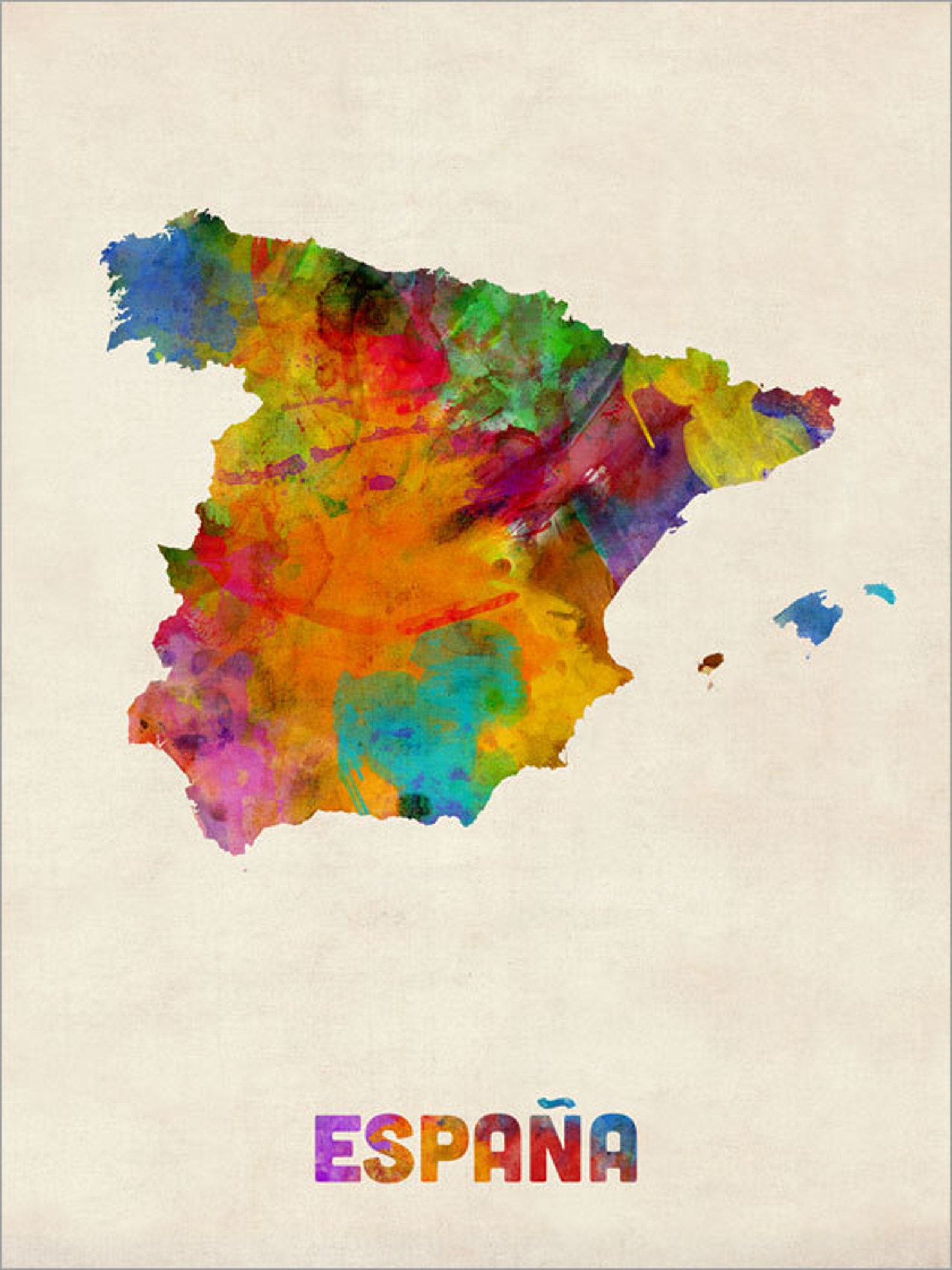 Spain Watercolor Map españa Art Print 997 | Etsy