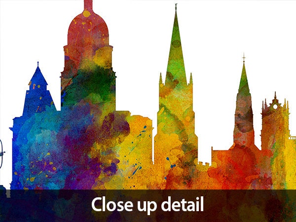 Nottingham Skyline Nottingham England Cityscape Art Print | Etsy