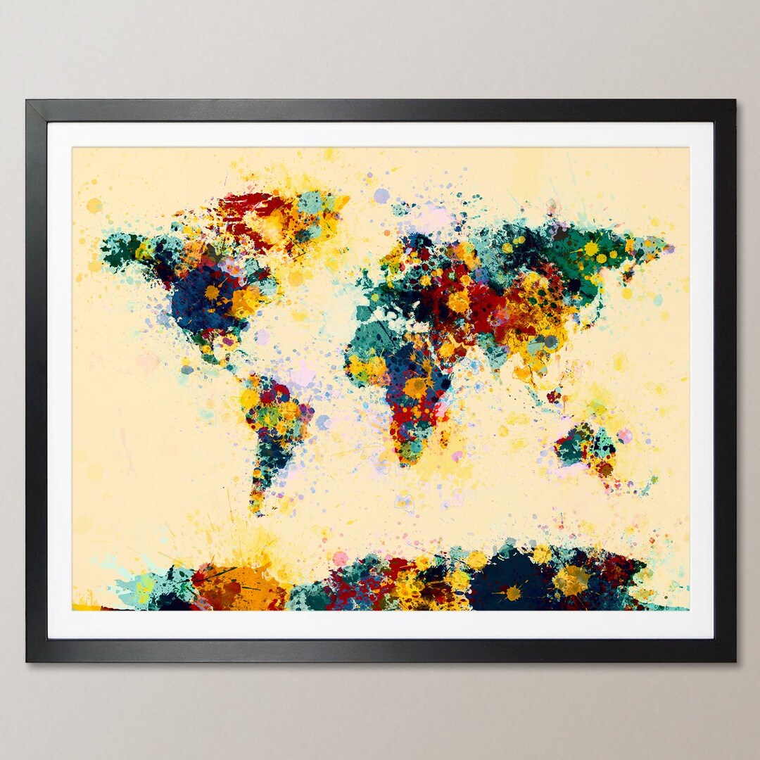 Paint Splashes Map of the World Map, Art Print WM (118) - Etsy