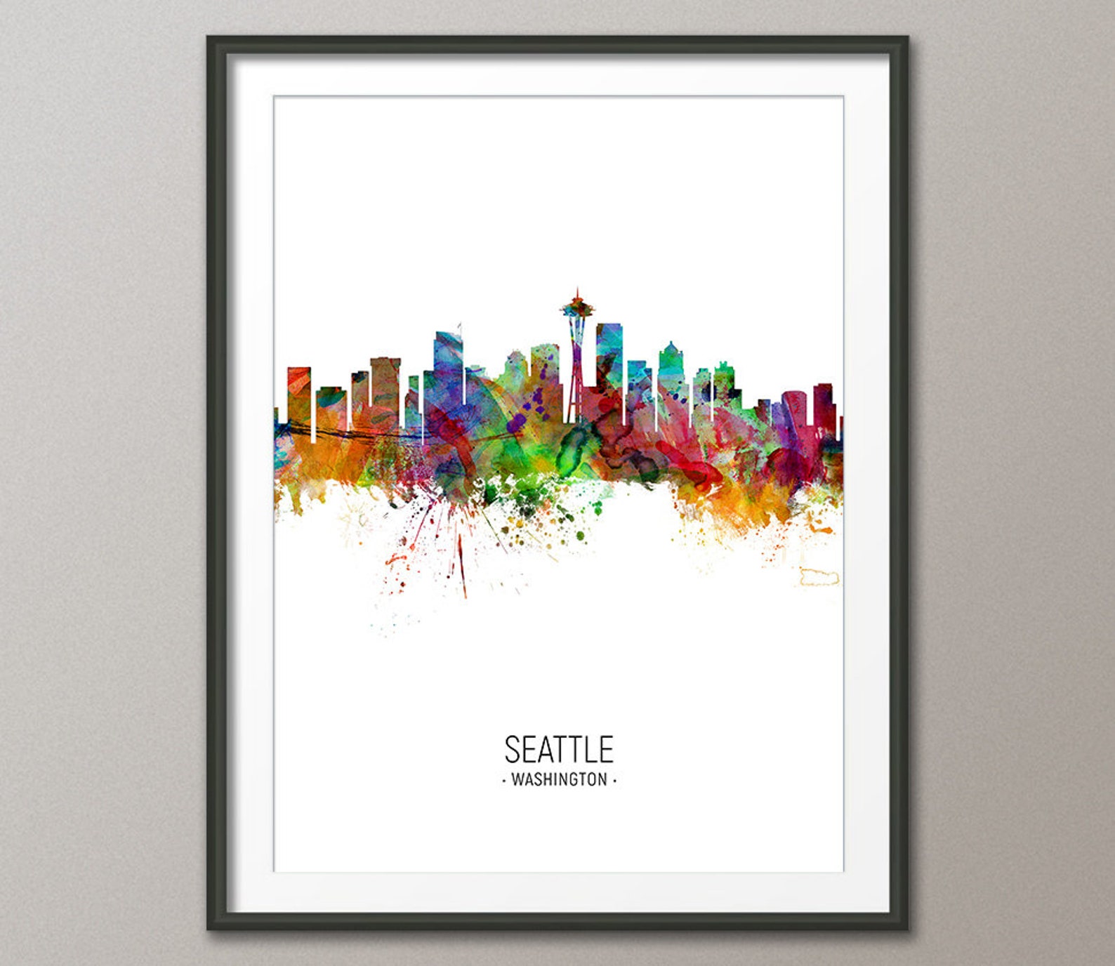 Seattle Skyline Seattle Washington Cityscape Art Print Poster | Etsy