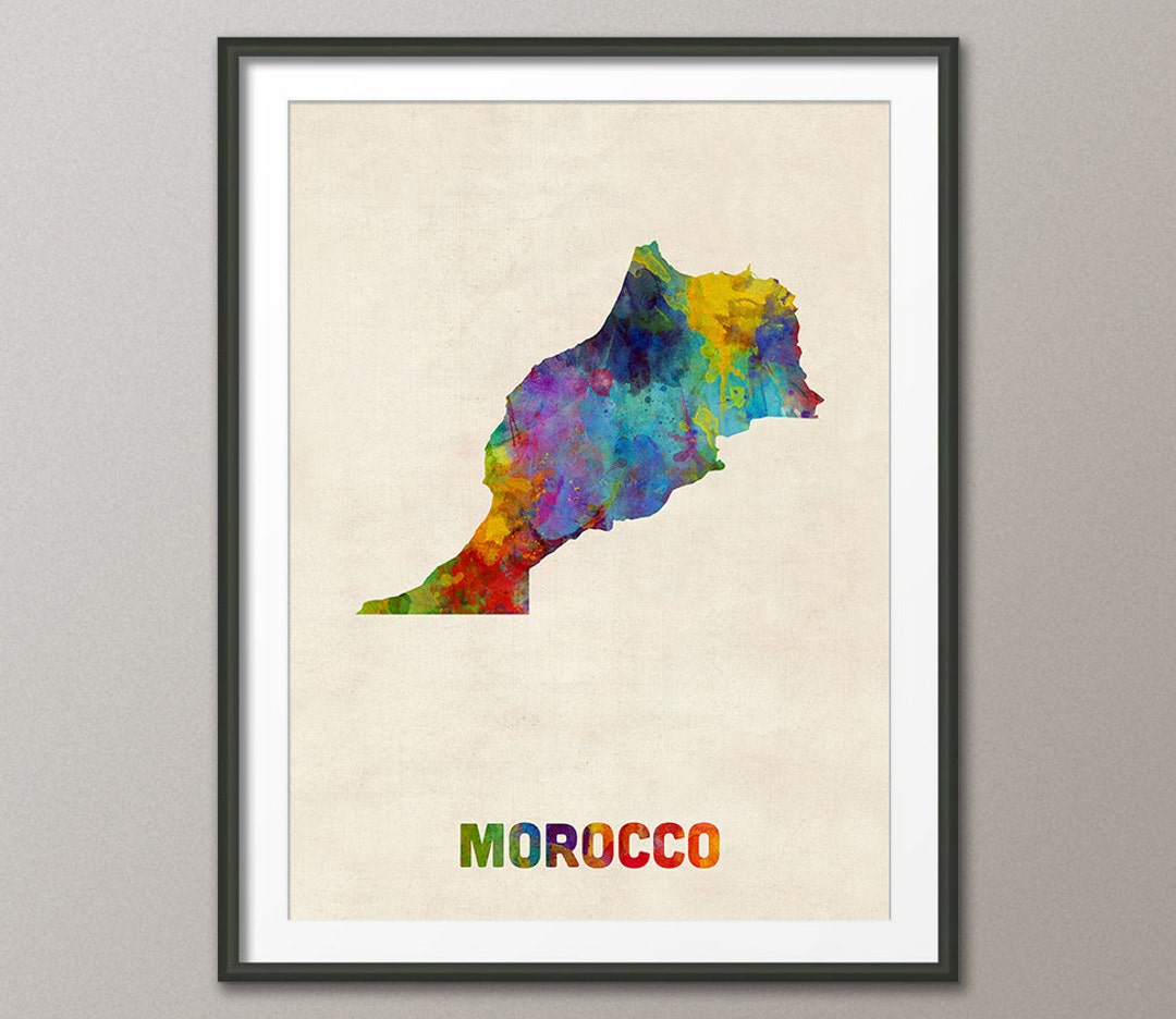 Morocco Watercolor Map, Art Print (2727) - Etsy UK
