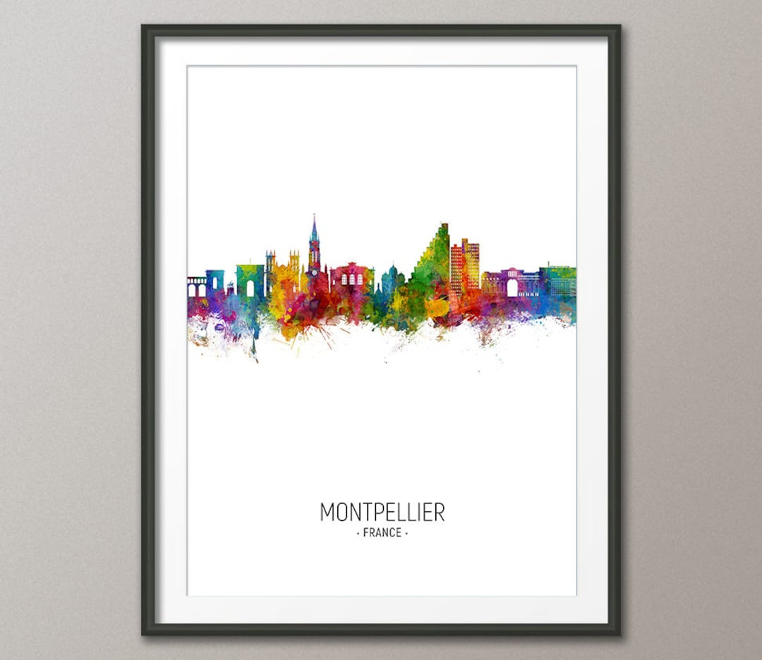 Montpellier Skyline, Montpellier France Cityscape Art Print Poster ...