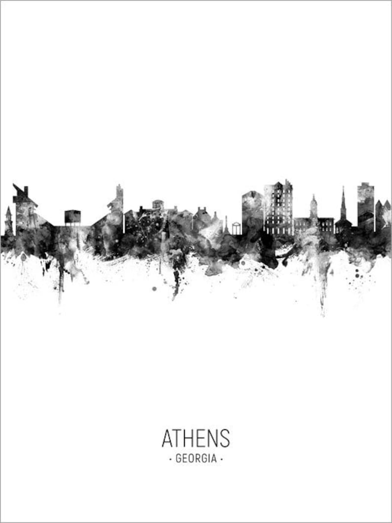 Athens GA Skyline Athens Georgia USA Cityscape Art Print - Etsy