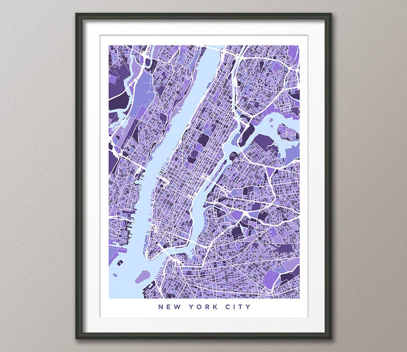 New York City Map USA, Street Map of New York City, Art Print (3476) - Etsy