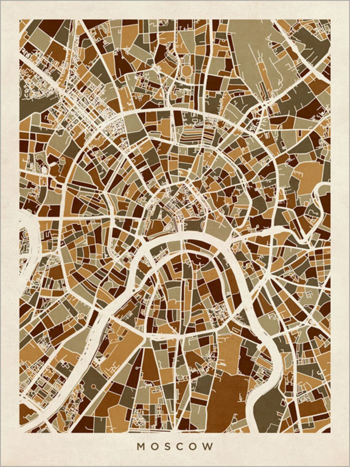 Moscow Street Map Russia Art Print 494 - Etsy