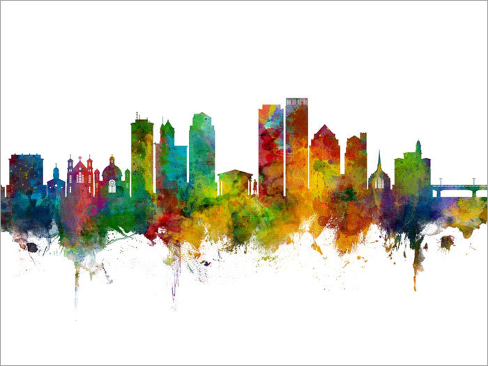 Dayton Skyline Ohio Cityscape Painting Art Print Poster CX - Etsy