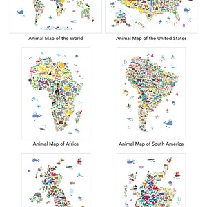 Animal Map of South America, Map for Children and Kids, Art Print ...