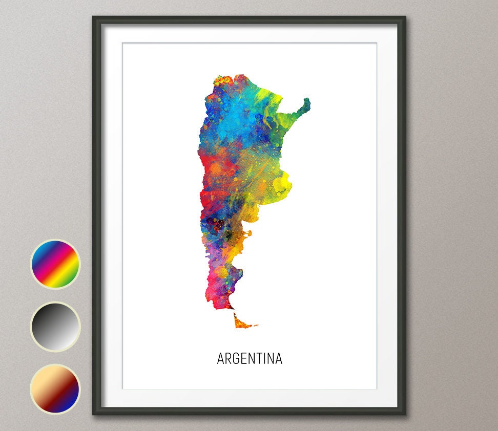 Argentina Map Watercolour Art Print Poster Colour Black - Etsy