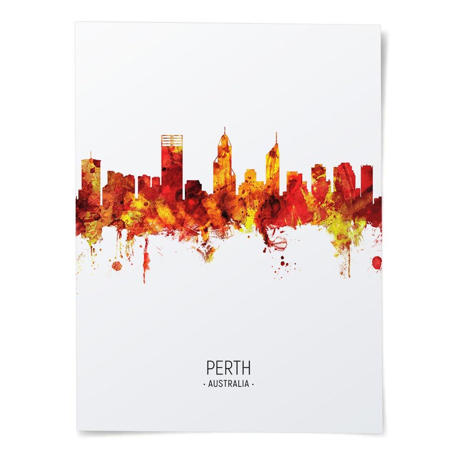 Perth Skyline, Perth Australia Cityscape Art Print Poster Portrait PX ...
