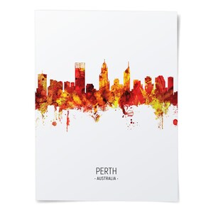 Perth Skyline, Perth Australia Cityscape Art Print Poster Portrait PX ...