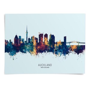 Auckland Skyline New Zealand, Cityscape Painting Art Print Poster CX ...