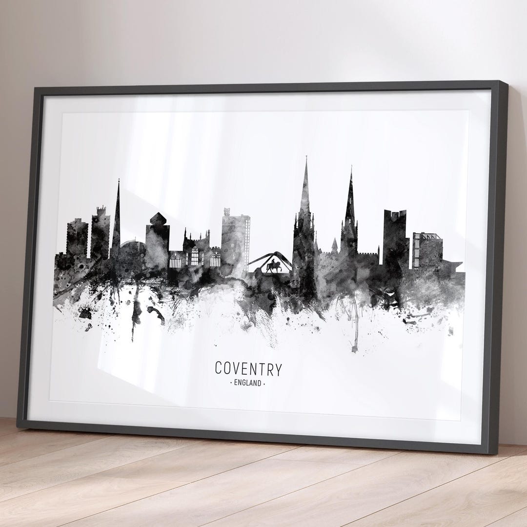 Coventry Skyline England, Cityscape Painting Art Print Poster BX (11501 ...