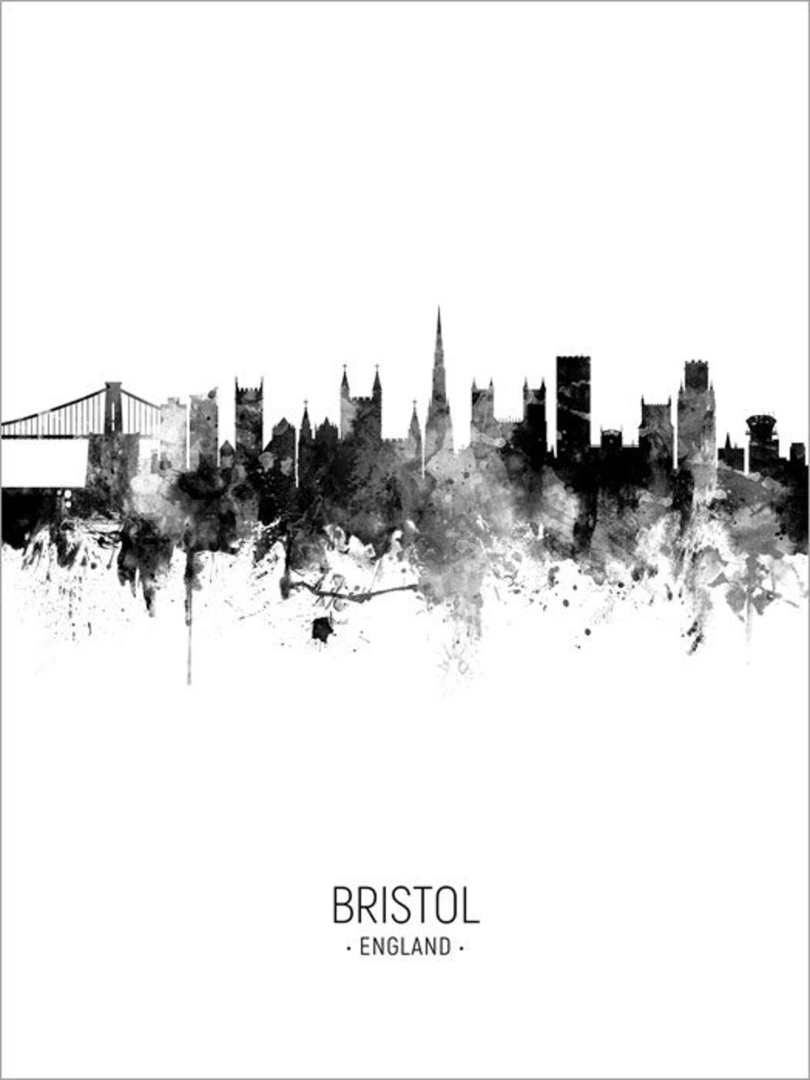 Bristol Skyline Bristol England Cityscape Art Print Poster | Etsy