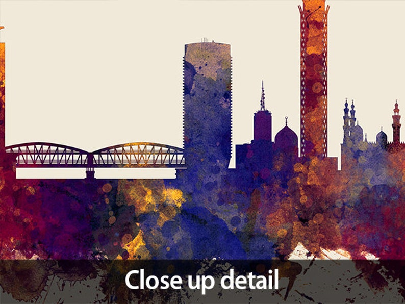 Cairo Skyline Egypt Cityscape Painting Art Print Poster LS - Etsy