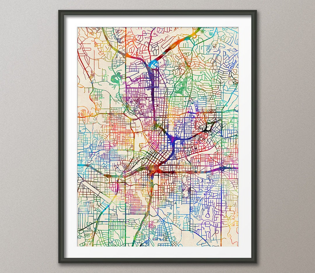 Atlanta Map, Atlanta Georgia City Street Map, Art Print 2054 - Etsy