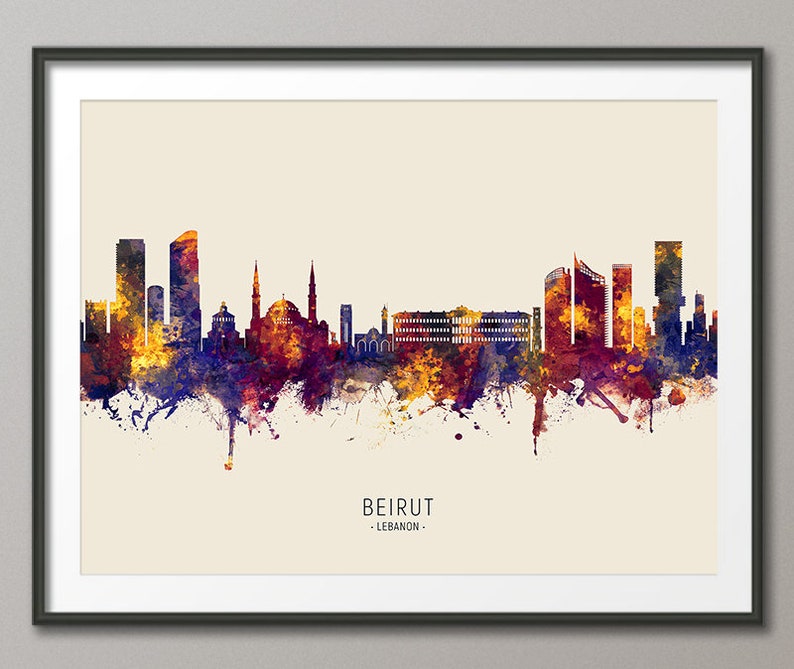 Beirut Skyline Lebanon Cityscape Painting Art Print Poster LS - Etsy UK
