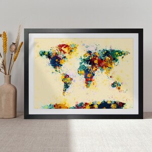 Paint Splashes Map of the World Map, Art Print WM (118) - Etsy