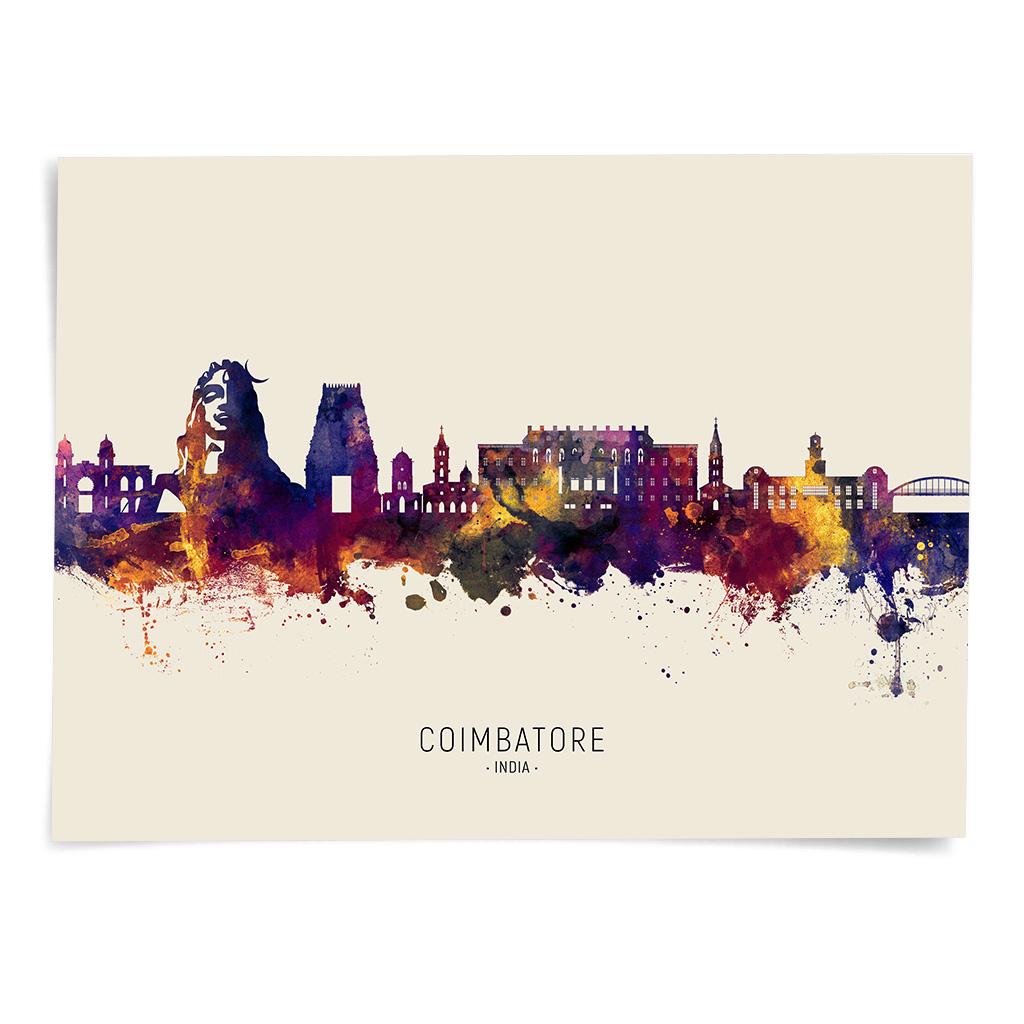 Coimbatore Skyline India, Cityscape Painting Art Print Poster CX (26256 ...