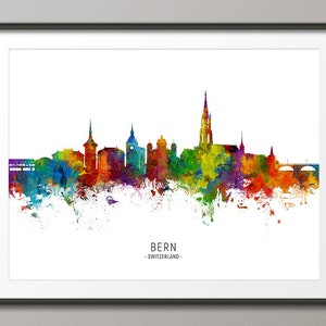 Bern Skyline Switzerland, Cityscape Painting Art Print Poster CX 6713 ...