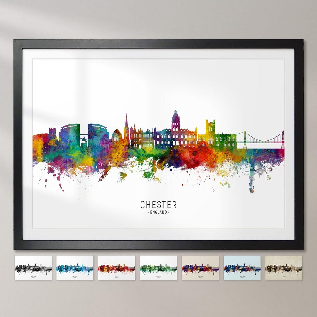 Chester Skyline England, Cityscape Painting Art Print Poster CX (25472 ...