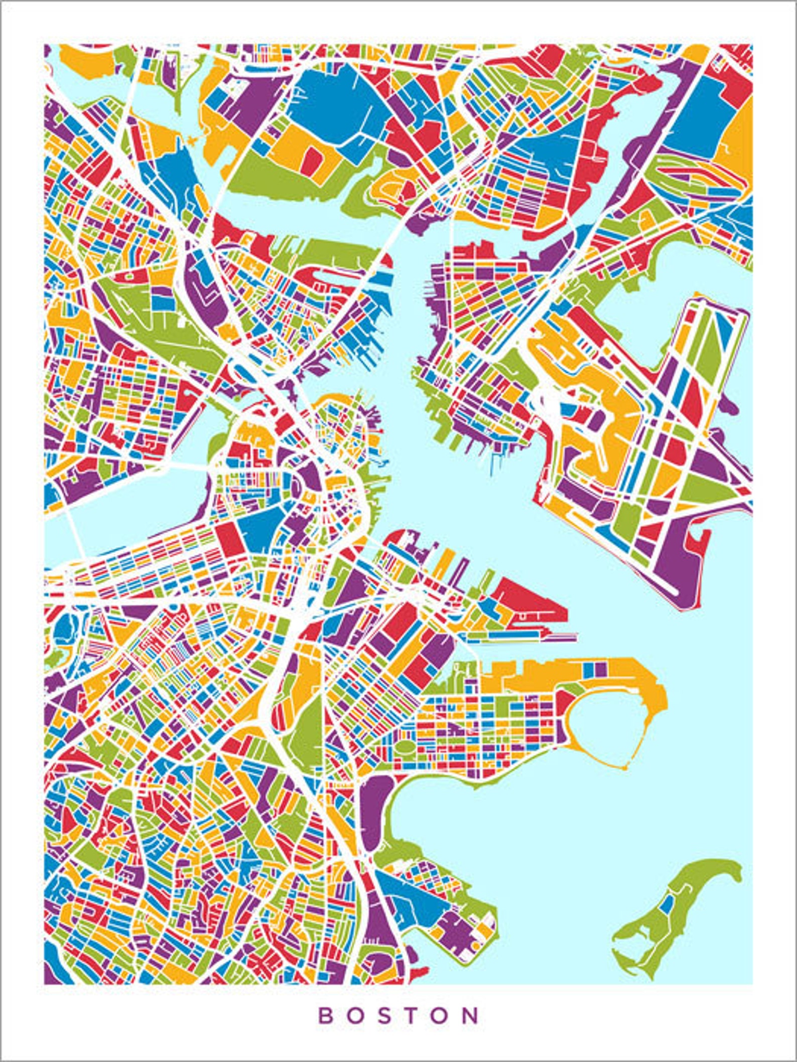 Boston Map Boston Massachusetts City Street Map Art Print - Etsy