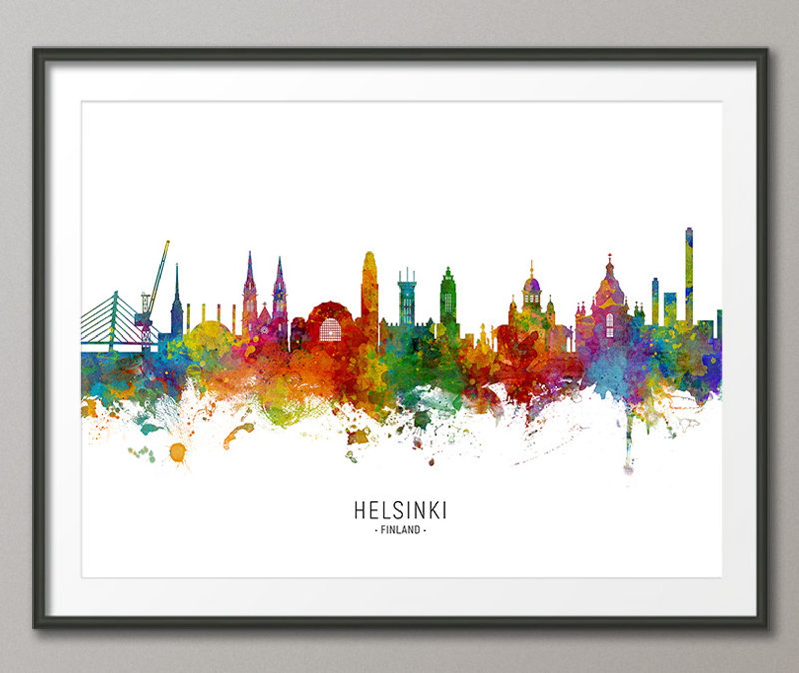 Helsinki Skyline Finland Cityscape Painting Art Print Poster - Etsy