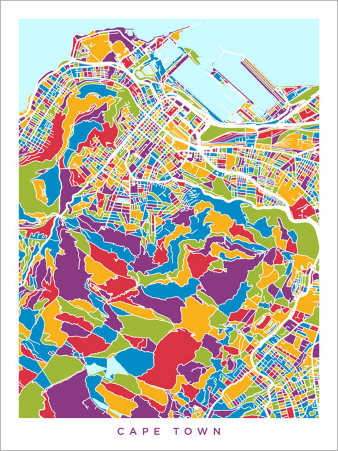 Cape Town Map, Cape Town South Africa City Map, Art Print (4470) - Etsy
