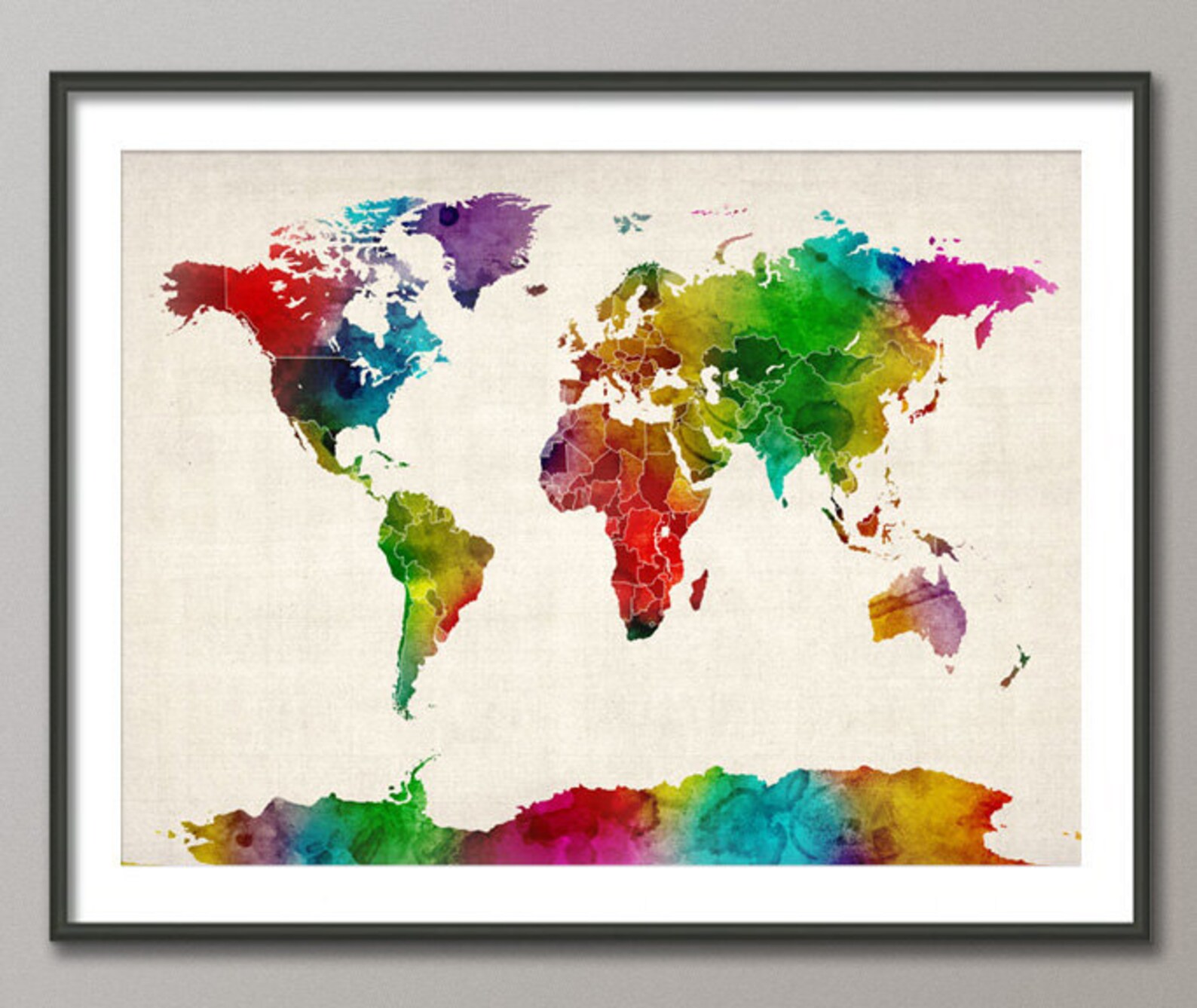 Watercolor Map of the World Map Art Print 687 - Etsy